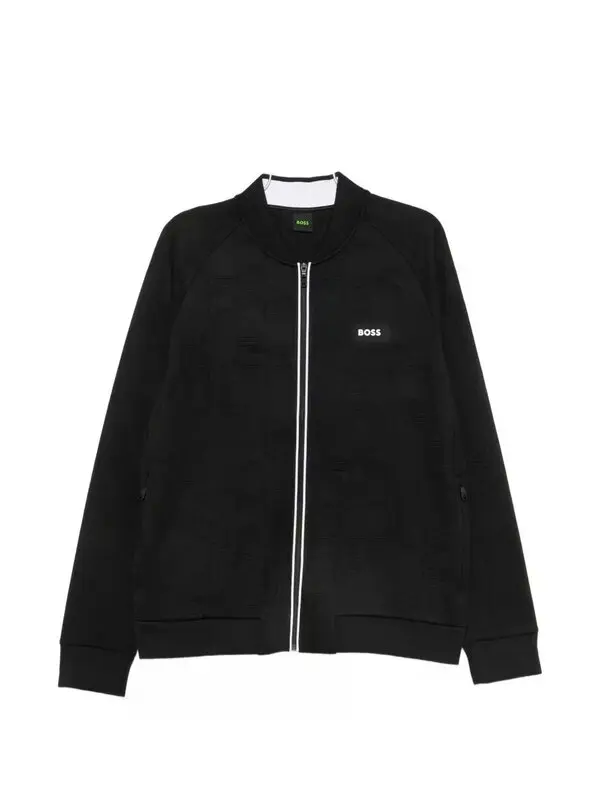 BOSS Geometric-pattern Zip-up Sweater - Black