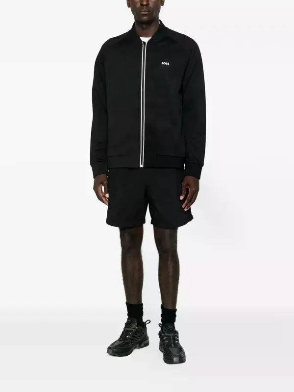 BOSS Geometric-pattern Zip-up Sweater