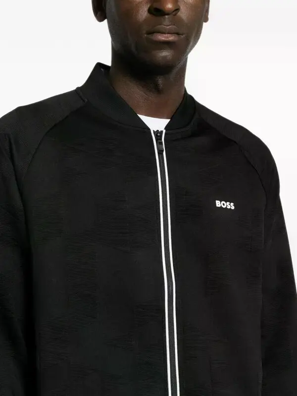 BOSS Geometric-pattern Zip-up Sweater