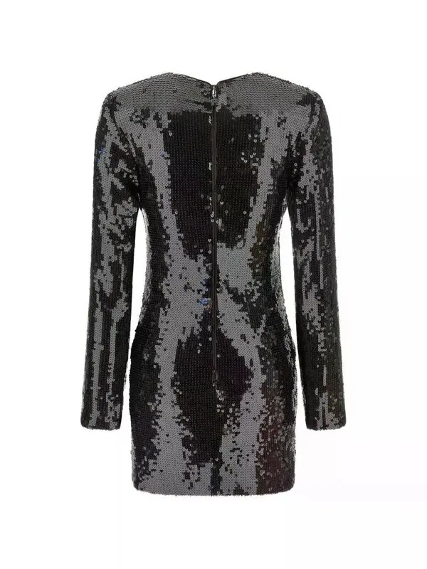 ROTATE BY BIRGER CHRISTENSEN Sequin-embellished Floral-appliqué Mini Dress - Brown