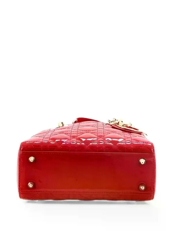 Dior Cannage Quilt Patent Small Satchel - Red