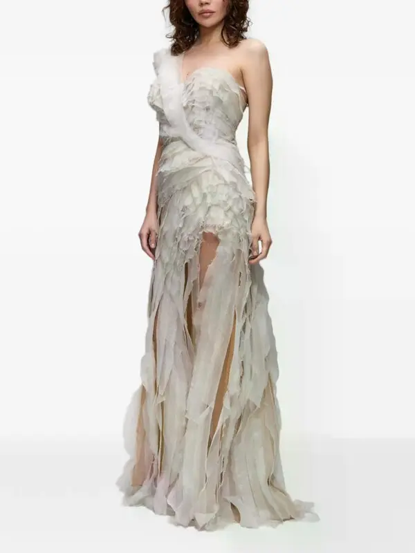 NORINA ST Zaira Ruffled One-shoulder Gown