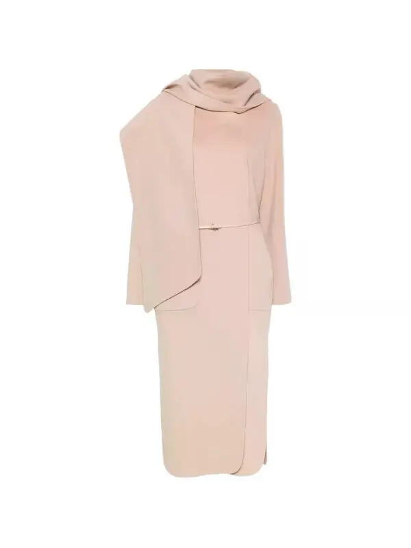 LUISA CERANO Belted Scarf-detail Overcoat - Neutrals