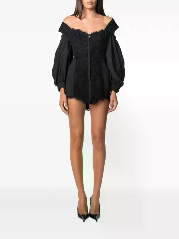 NORINA ST Aida Lace-panelled Off-shoulder Mini Dress