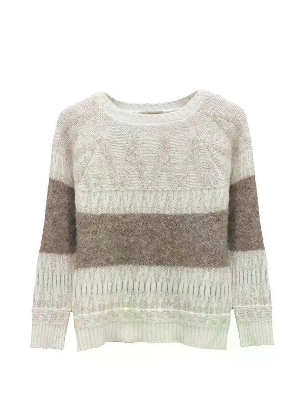 MARIA BELLENTANI Geometric-patterned Stripe-detail Sweater - Neutrals