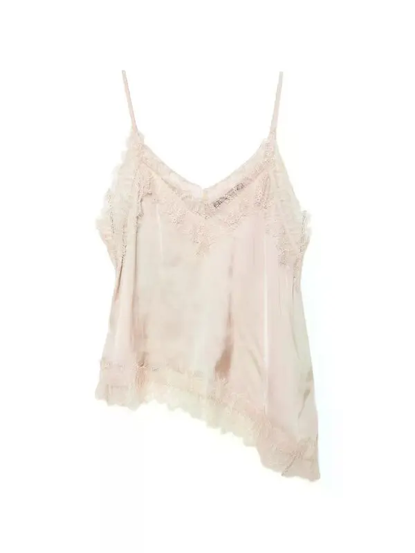 LUISA CERANO Lace-trim Asymmetric Blouse - Neutrals