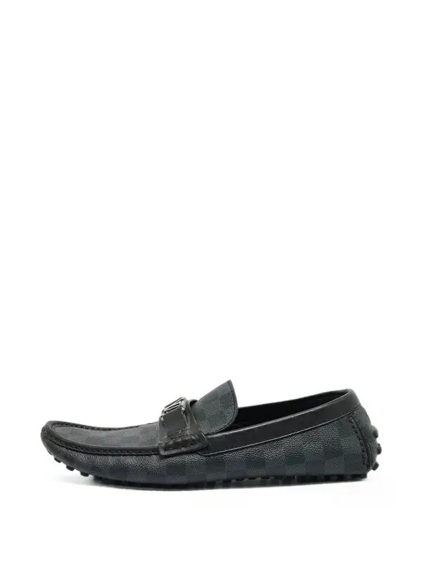 LOUIS VUITTON Damier Graphite Canvas Hockenheim Loafers