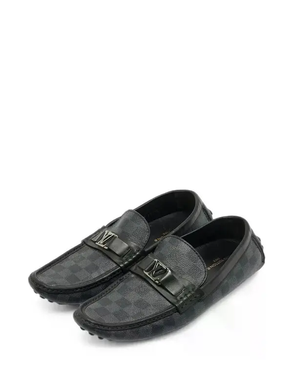 LOUIS VUITTON Damier Graphite Canvas Hockenheim Loafers