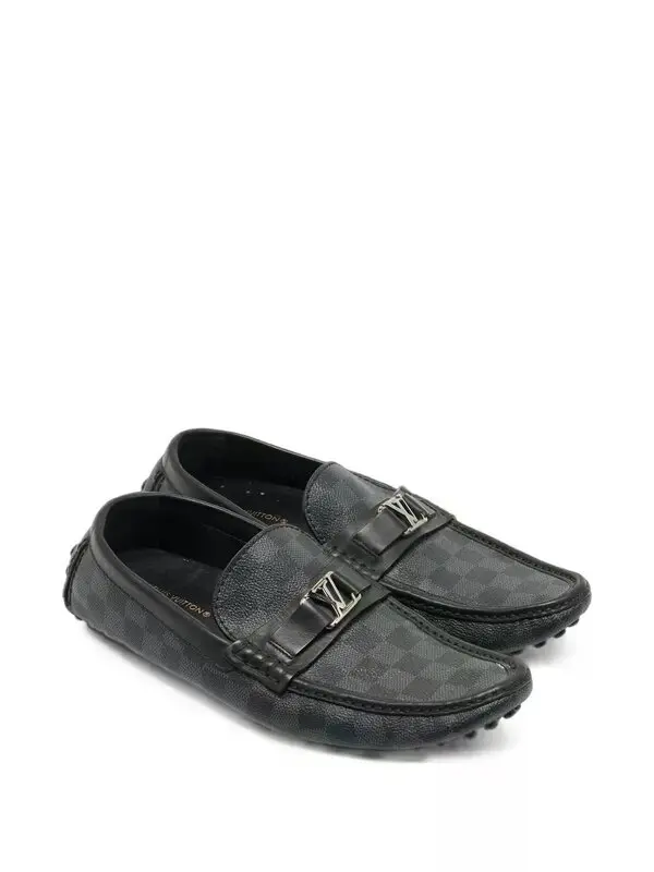 LOUIS VUITTON Damier Graphite Canvas Hockenheim Loafers