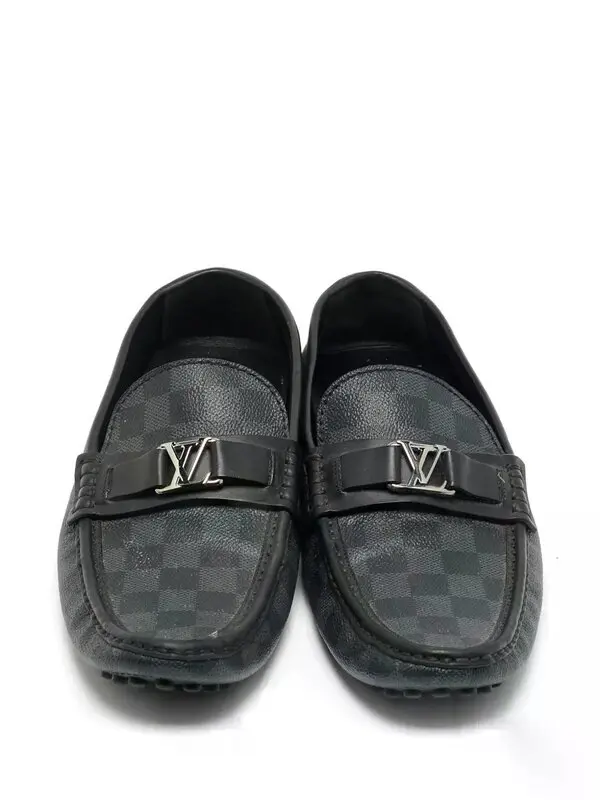 LOUIS VUITTON Damier Graphite Canvas Hockenheim Loafers - Black