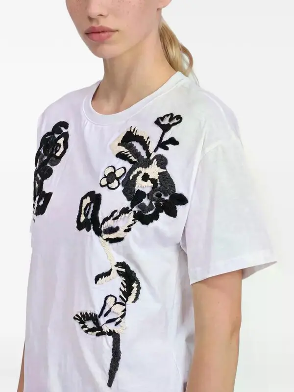 Ermanno Scervino Floral-embroidered Cotton T-shirt