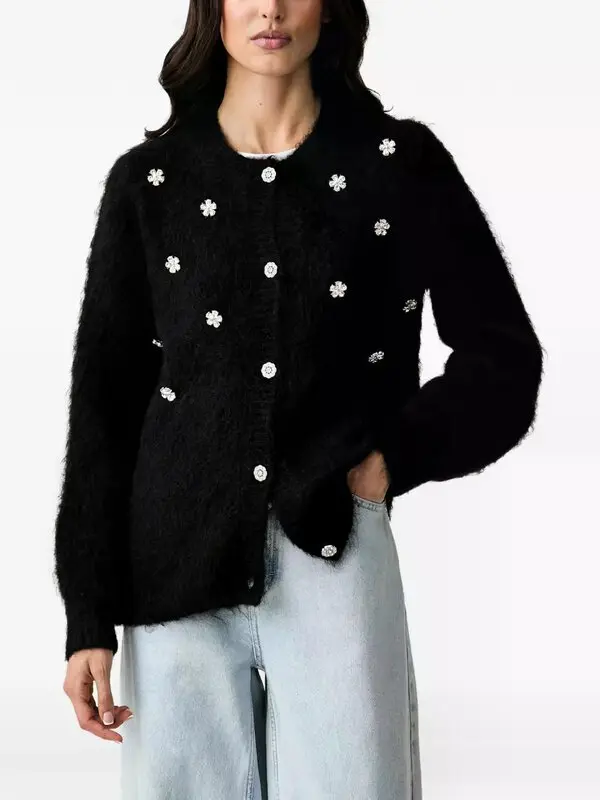 SILVIAN HEACH Crystal-embellished Fluffy Cardigan - Black