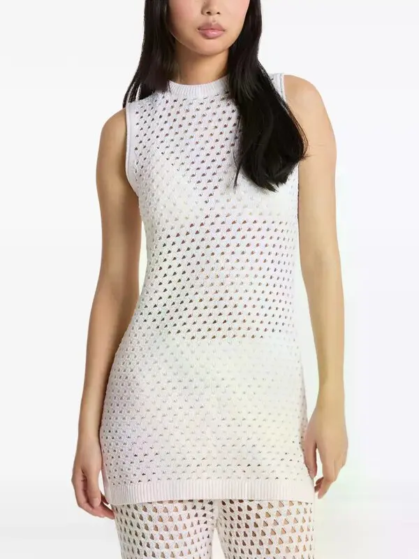 Michael Kors Open-knit Stretch-cotton Tank Dress - White