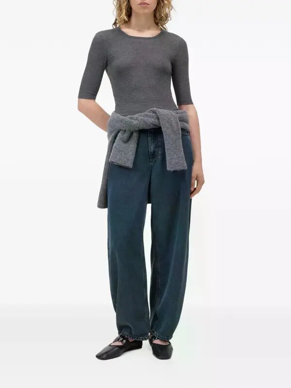 Closed Ribbed-knit Crew-neck T-shirt - Grey