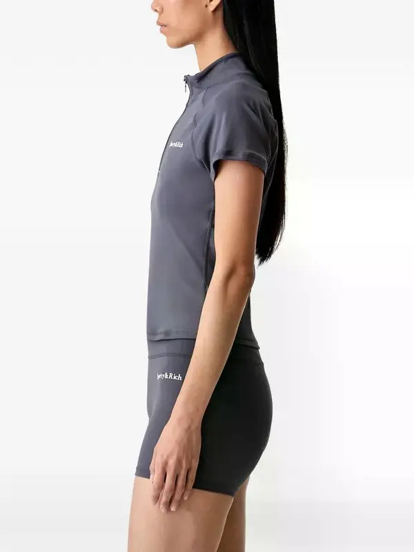 Sporty & Rich Logo-print Raglan-sleeve T-shirt - Grey
