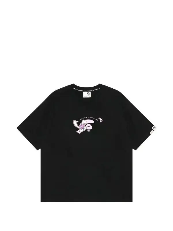 AAPE BY *A BATHING APE Moonface Rabbit-embroidered T-shirt - Black