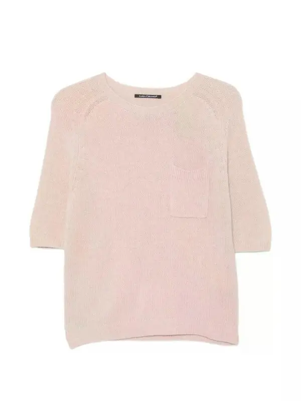 LUISA CERANO Chest-pocket Short-sleeve Sweater - Pink