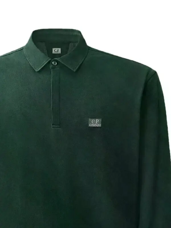 C.P. COMPANY Stretch Piquet Long Sleeve One-button Polo