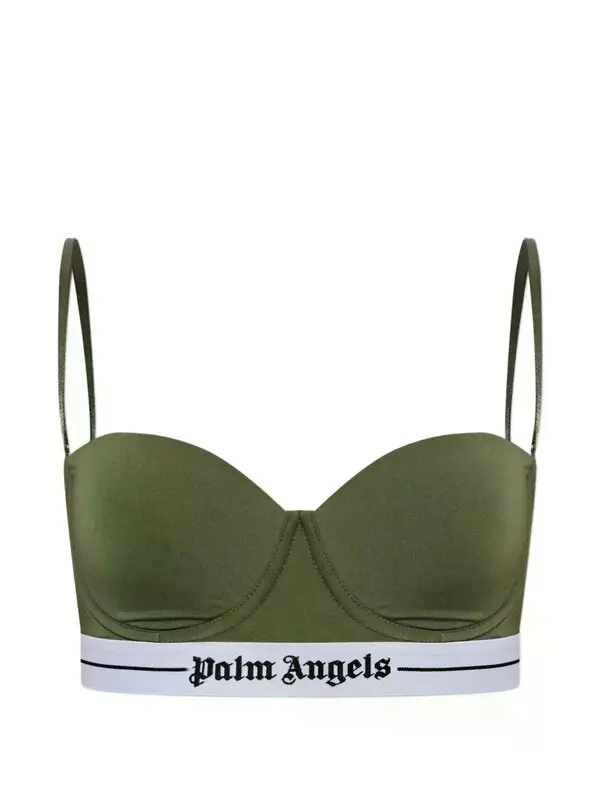 Palm Angels Logo-tape Detachable-strap Bra - Green