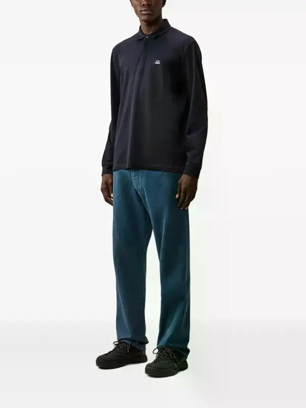 C.P. COMPANY Stretch Piquet Long Sleeve One-button Polo