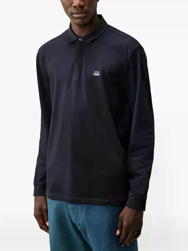 C.P. COMPANY Stretch Piquet Long Sleeve One-button Polo