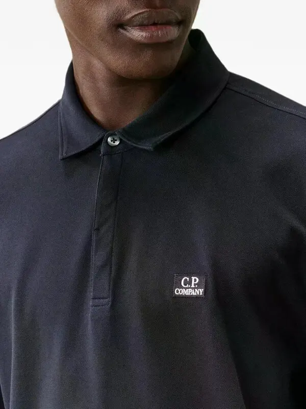 C.P. COMPANY Stretch Piquet Long Sleeve One-button Polo