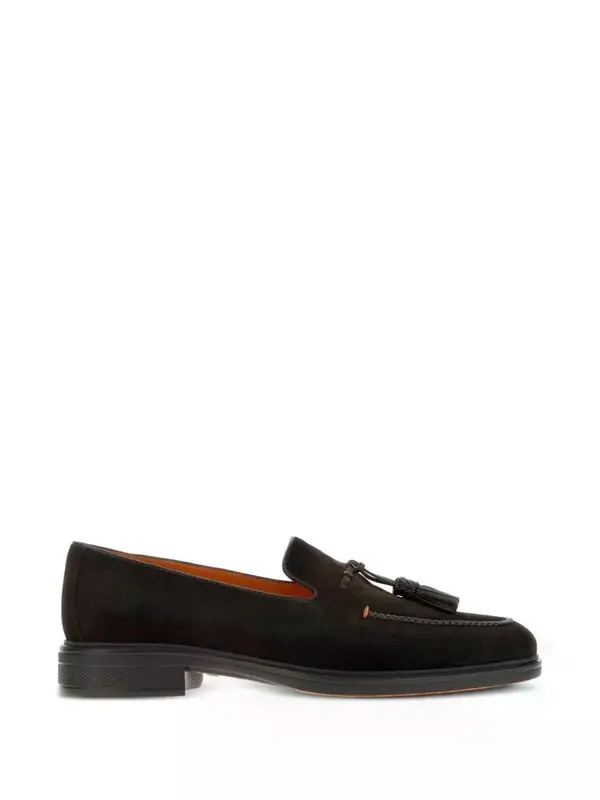 Santoni Suede Tassel Loafers - Brown