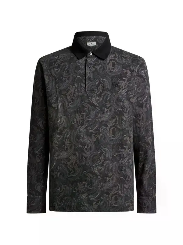 Etro Paisley-print Long-sleeve Polo Shirt