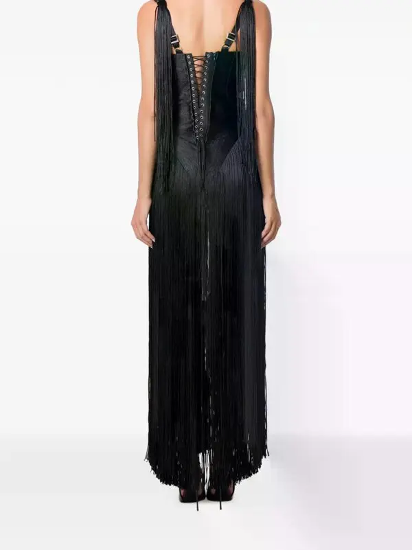 NORINA ST Swan Fringe-trimmed Corset Maxi Dress