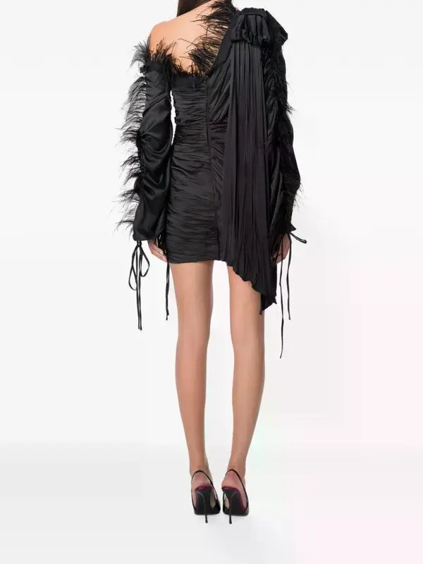 NORINA ST Jamila Feather-trim Ruched Mini Dress