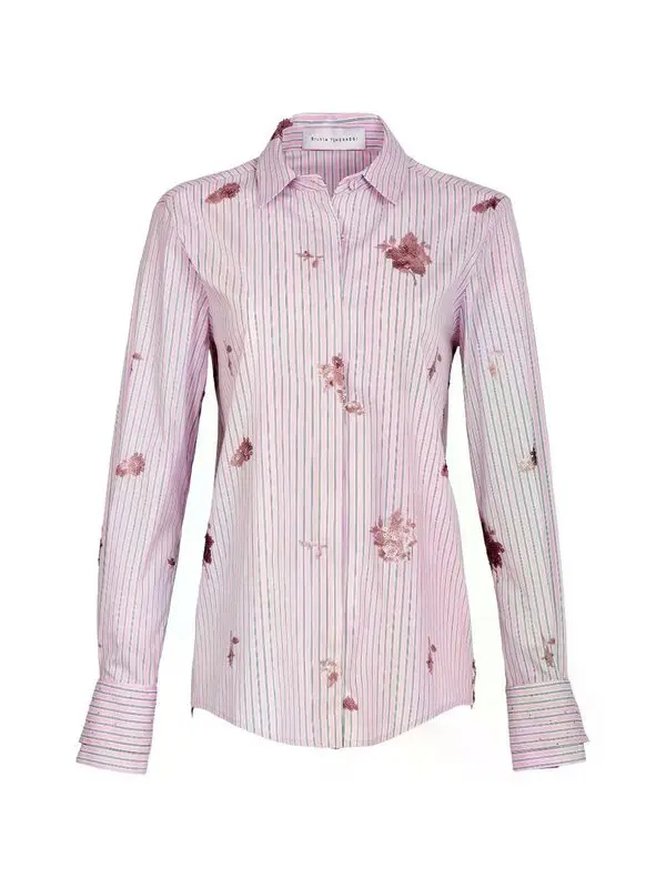 Silvia Tcherassi Linette Sequin-embellished Striped Blouse