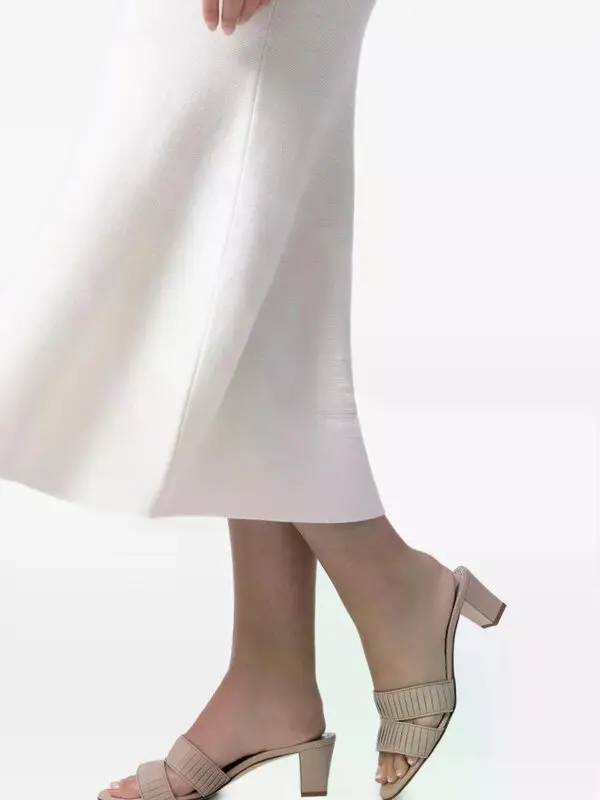 Manolo Blahnik Lusinamu Pleated Leather Sandals - Neutrals
