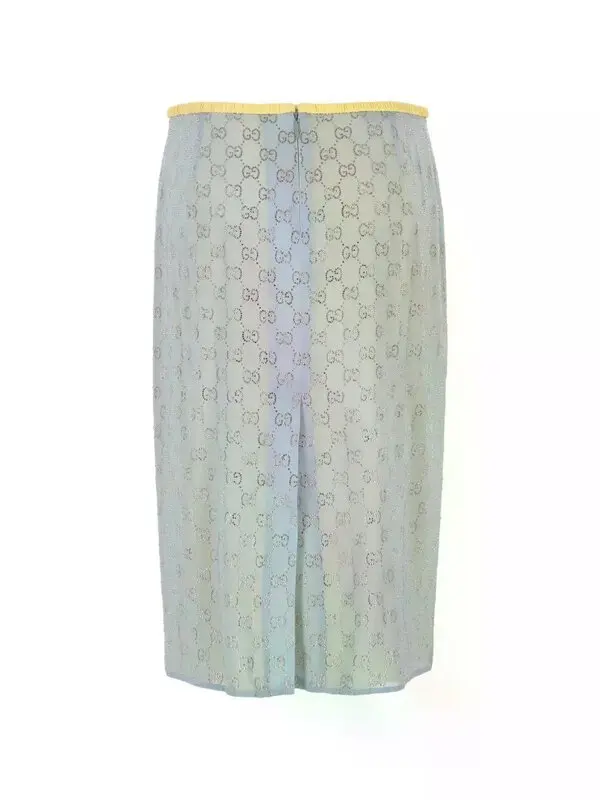 Gucci Silk Stretch Chiffon Skirt With Crystals - Blue