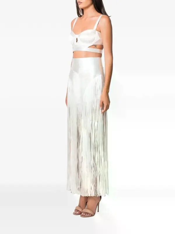 NORINA ST Nuria Fringe-detail Skirt And Top Set - White