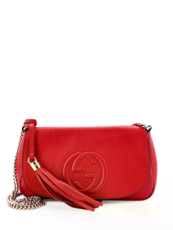 Gucci Soho Chain Leather Medium Cross Body Bag - Red