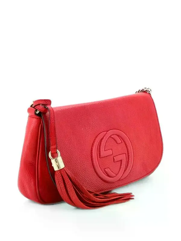Gucci Soho Chain Leather Medium Cross Body Bag - Red