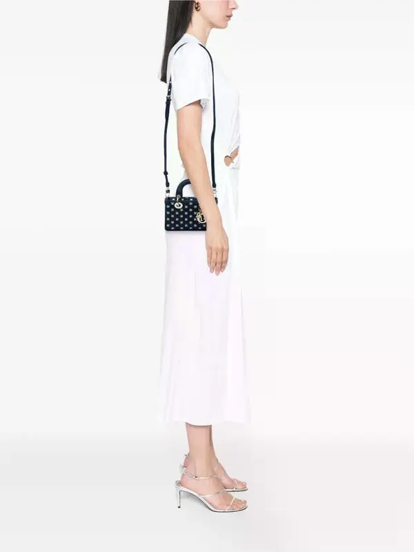 Dior Micro Denim Embroidered Star Lady D-joy Satchel