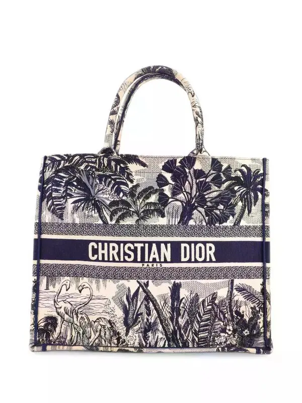 Dior Embroidered Canvas Large Tote Bag