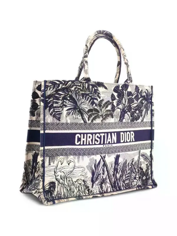 Dior Embroidered Canvas Large Tote Bag - Blue