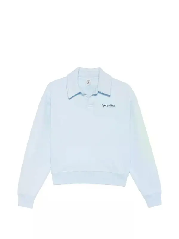 SPORTY & RICH Elfi Logo-print Cotton Sweater - Blue