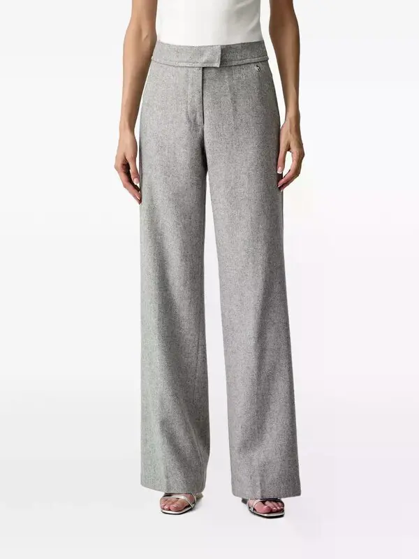 SILVIAN HEACH Wide-leg Logo-plaque Trousers - Grey