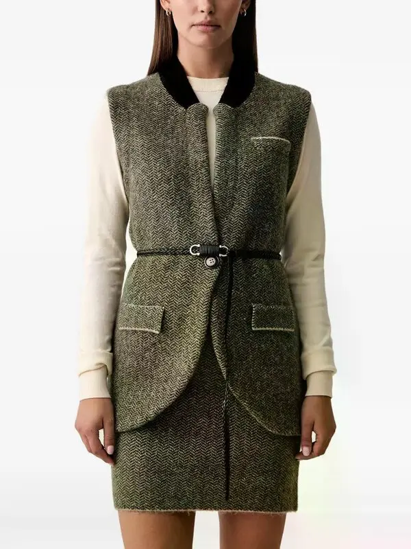 SILVIAN HEACH Herringbone-pattern Belted Vest