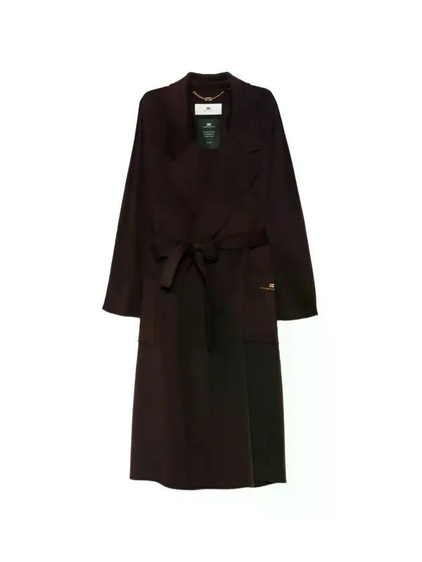 Elisabetta Franchi Belted Logo-plaque Coat - Brown