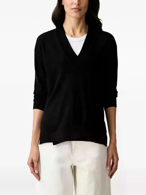 SILVIAN HEACH Valleisi Asymmetric V-neck Sweater - Black