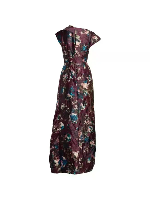 Erdem Floral Print Draped Gown - Red