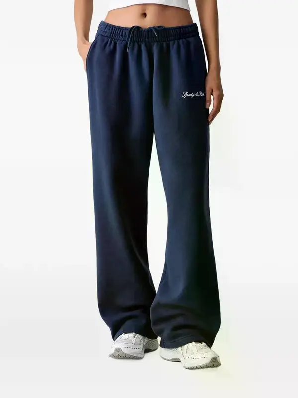 Sporty & Rich Logo-embroidered Cotton Track Pants - Blue