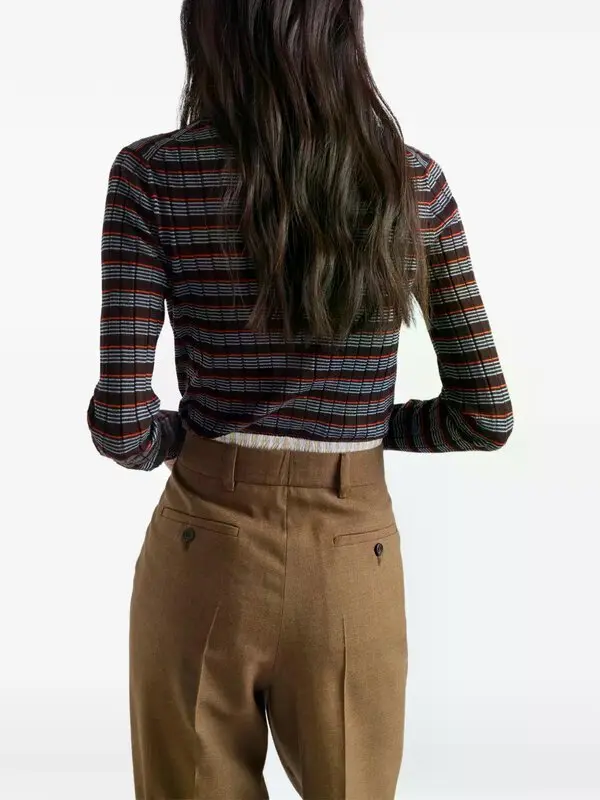 Prada Striped Cashmere And Silk Polo Shirt