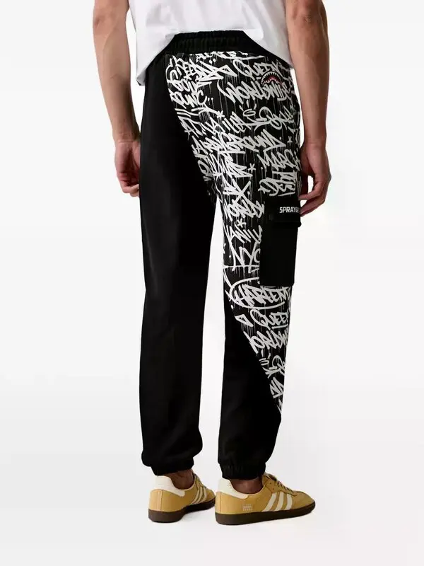 SPRAYGROUND Graffiti-print Cargo-pocket Track Pants - Black