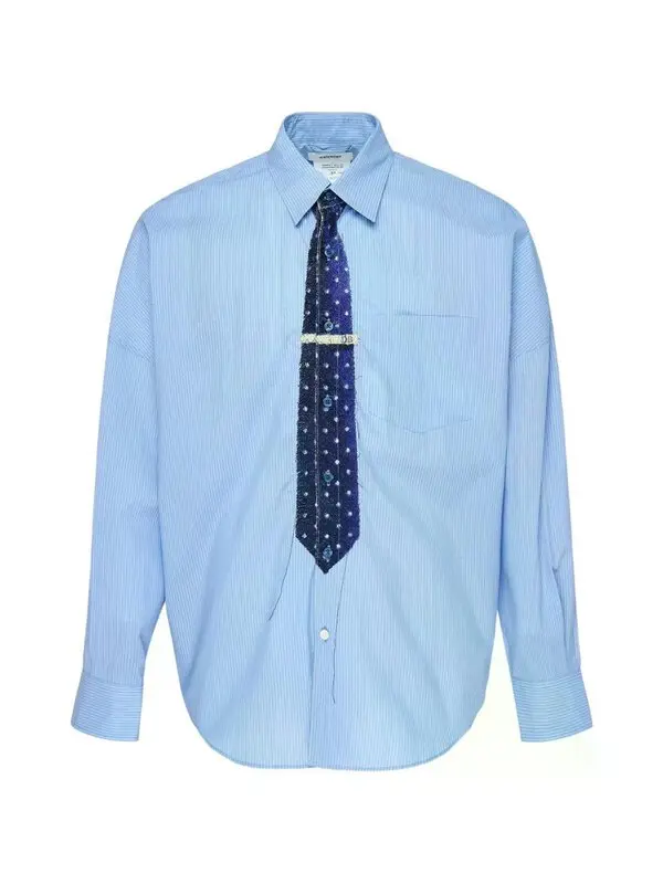 DOUBLET Trompe L'oeil Tie Embroidery Striped Shirt