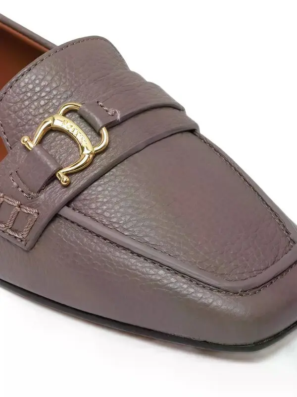 POLLINI Uptown Grained Leather Horsebit Loafers